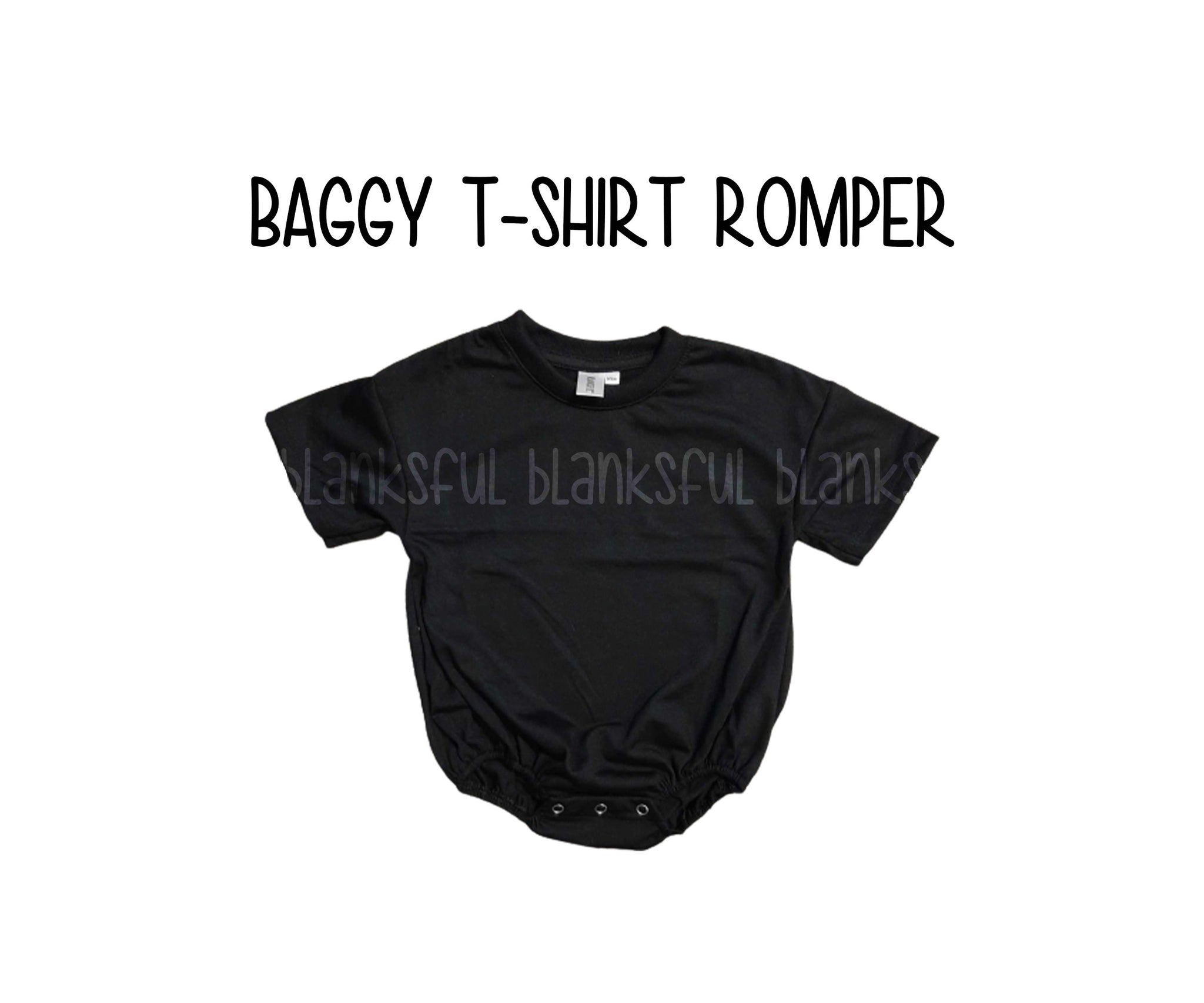 BLACK 100% Polyester Blank Baggy Bubble Bodysuit Romper (NOT FOR SUBLI ...